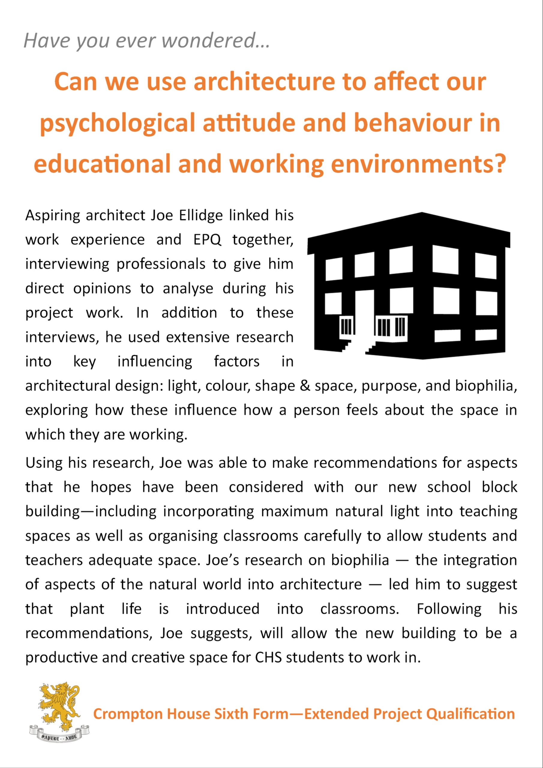 Extended Project Qualification - Crompton House Sixth Form